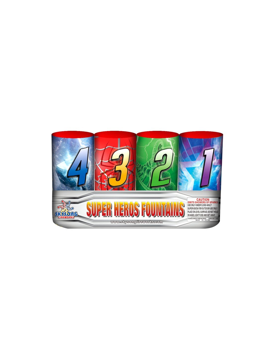 Super Heros 4 Assorted Fountain - Skysong Fireworks